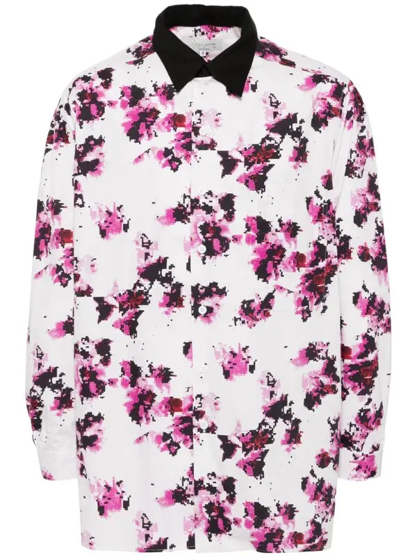 Yohji Yamamoto Khadi Flower Printed Shirt - White