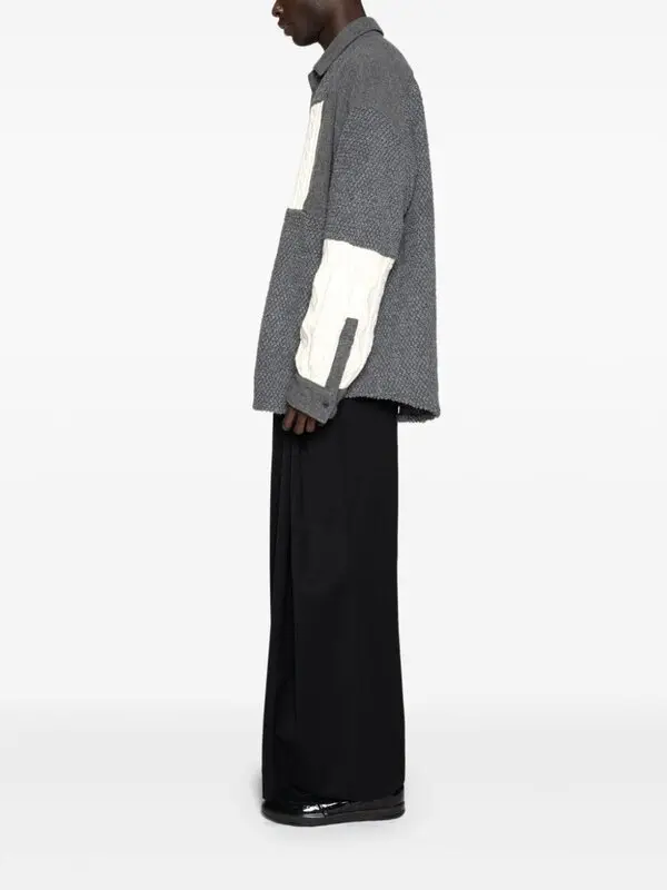 YOSHIOKUBO Long-sleeve Knitted-panels Shirt