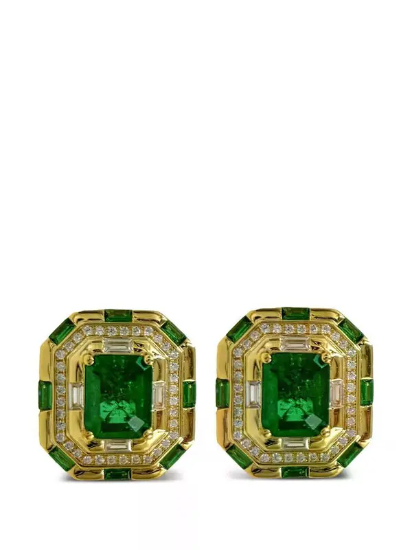 JUWELINA PARIS Byzantine Stud Earrings - Green