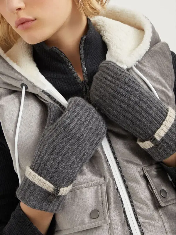 Brunello Cucinelli Cashmere Mittens - Grey