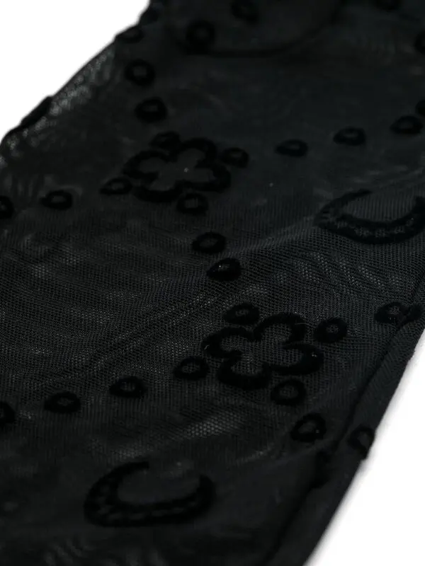 MARINE SERRE Mesh Flock Long Gloves - Black