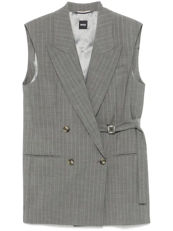 BOSS Pinstripe Virgin Wool Waistcoat