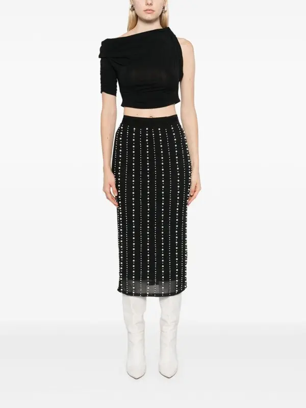 Versace Pearl-embellished Midi Skirt