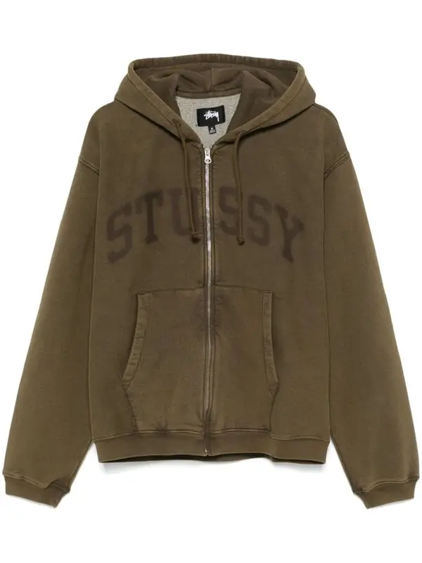 StÜssy Faded-graphic Zip-up Hoodie - Green