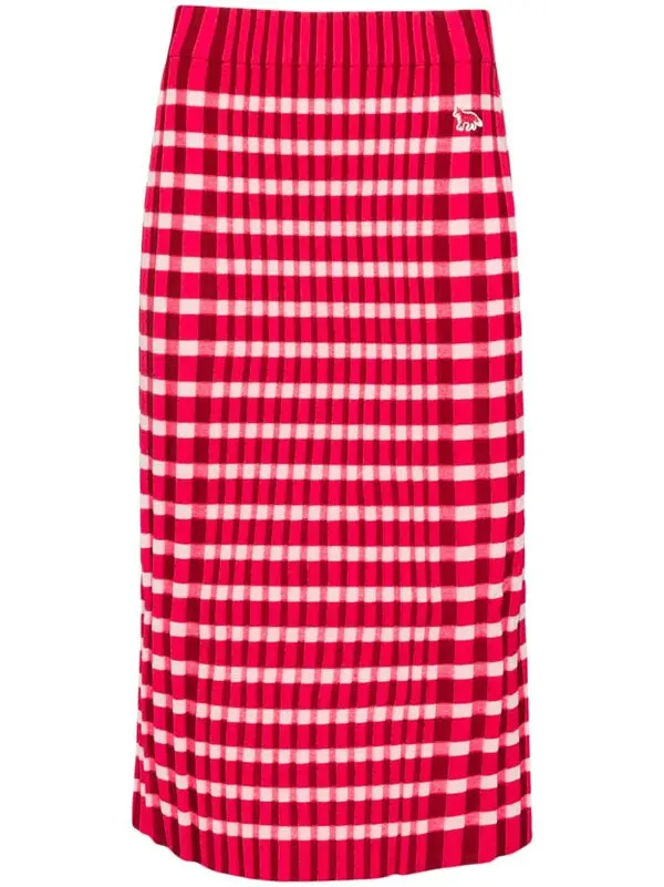 Maison Kitsuné Checked Knitted Skirt