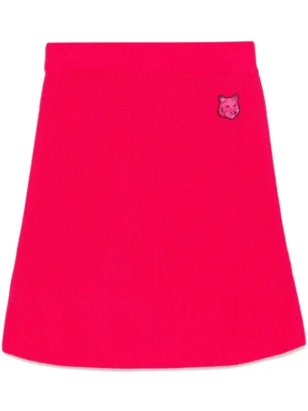 Maison Kitsuné Bold Fox Head Patch Ribbed Skirt - Pink