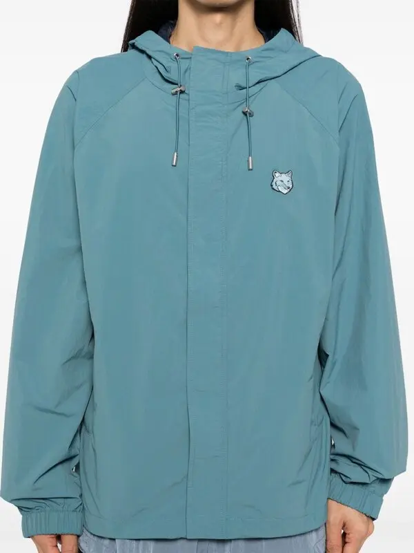 Maison Kitsuné Fox Head Embroidered Windbreaker - Blue