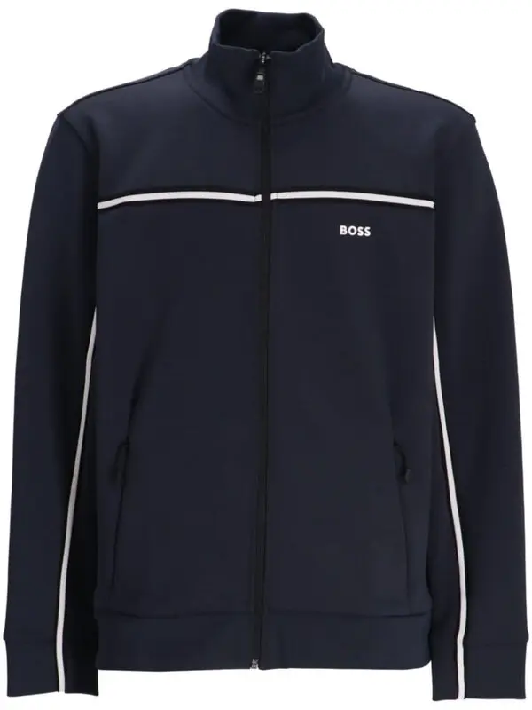 BOSS Logo-print Zip-up Jacket - Blue