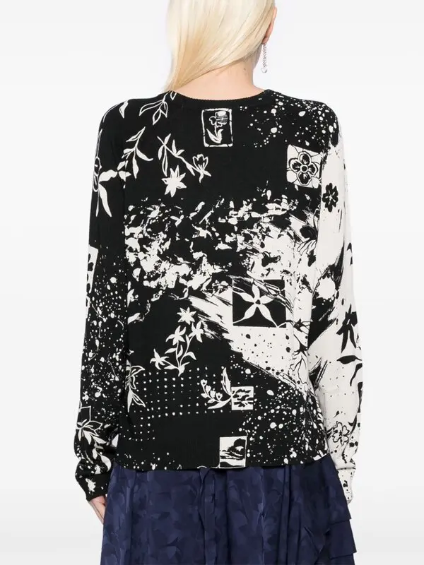 High Lucky Dip Floral Print Jumper - Black
