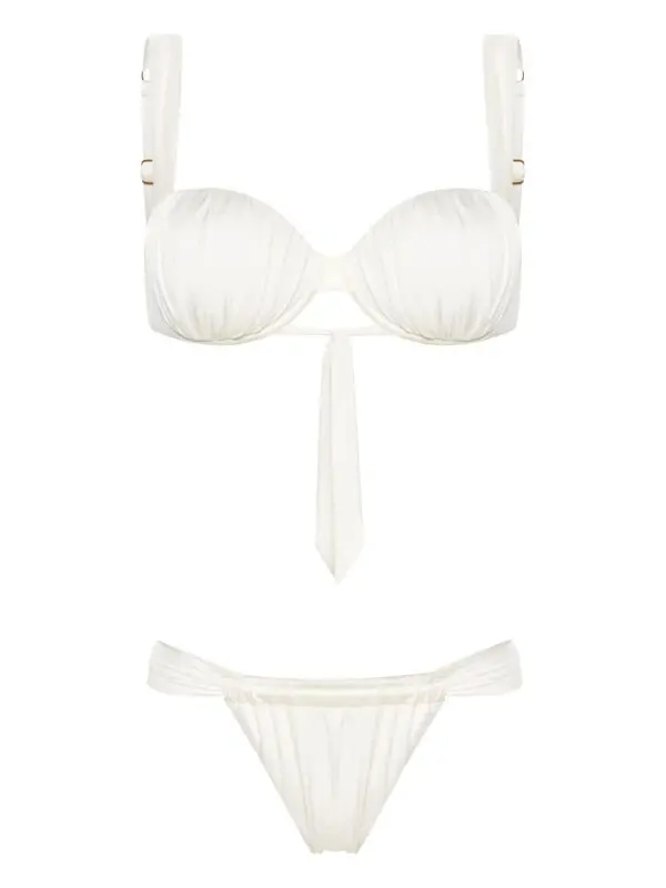 NOIRE SWIMWEAR Ruched Bikini Set - White