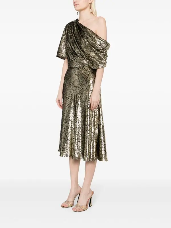 Amsale Draped Bodice Midi Dress In Gold - 50% Off | Editorialist