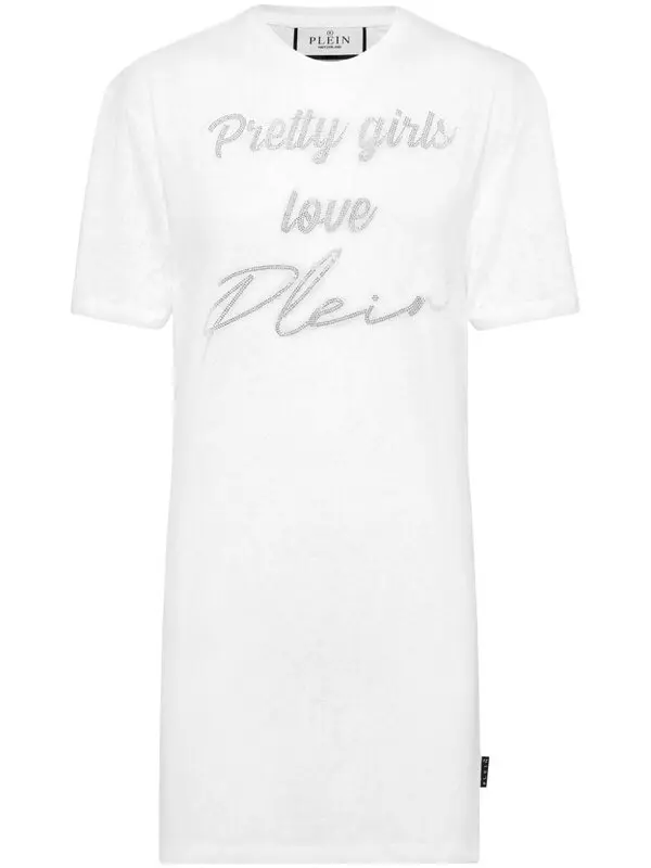Philipp Plein Short Sleeve T-shirt Dress - White