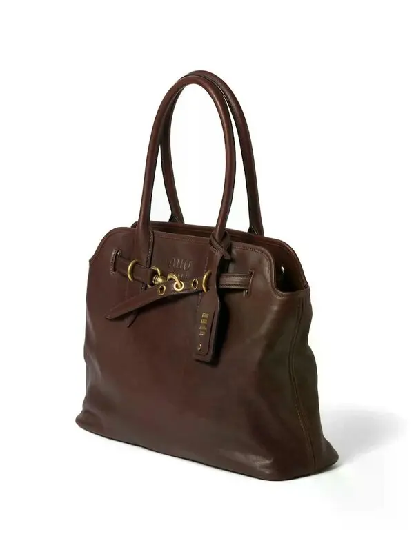 Miu Miu Aventure Nappa Leather Top Handle Bag - Brown