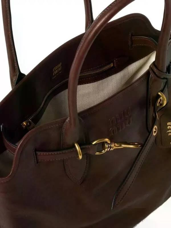 Miu Miu Aventure Nappa Leather Top Handle Bag - Brown
