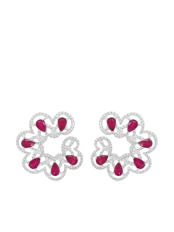 HYT JEWELRY 18k Gold Diamond And Ruby Earrings - White