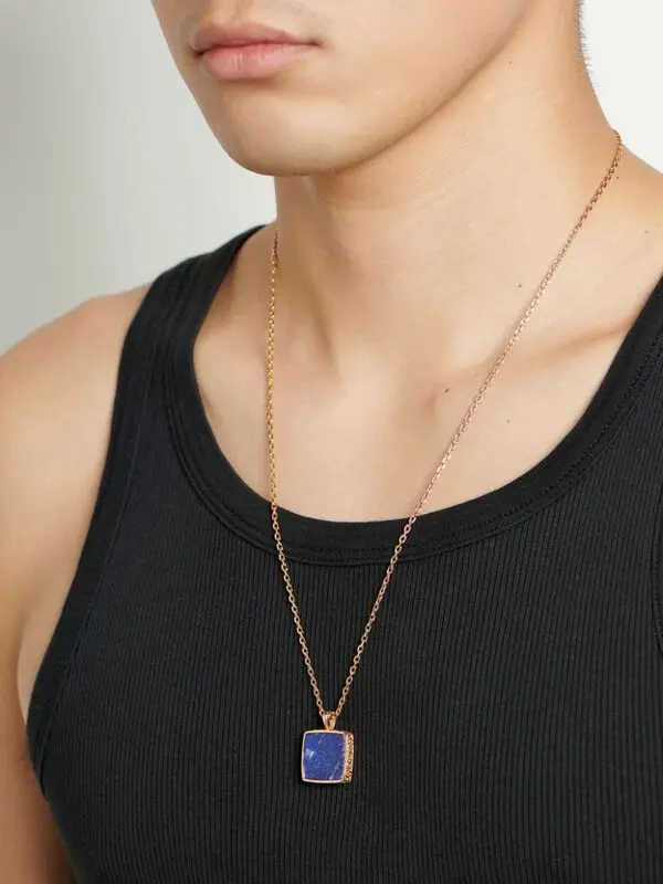 Emanuele Bicocchi Square Lapis Lazuli Pendant Necklace - Gold