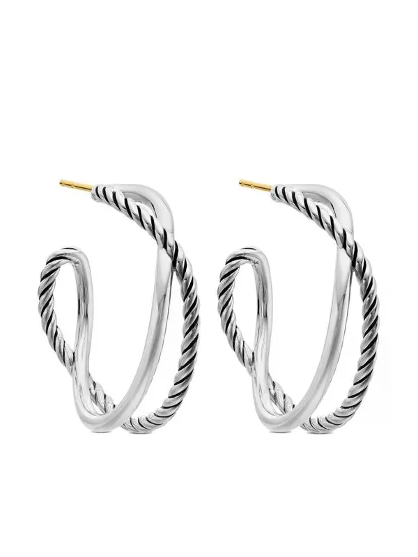 David Yurman Sterling Crossover Hoop Earrings - Silver