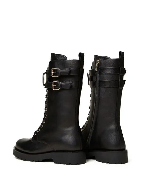 TWINSET Oval T Leather Combat Boots