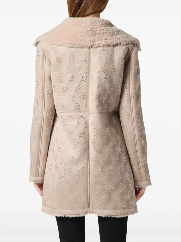 Philipp Plein Monogram-pattern Shearling Coat
