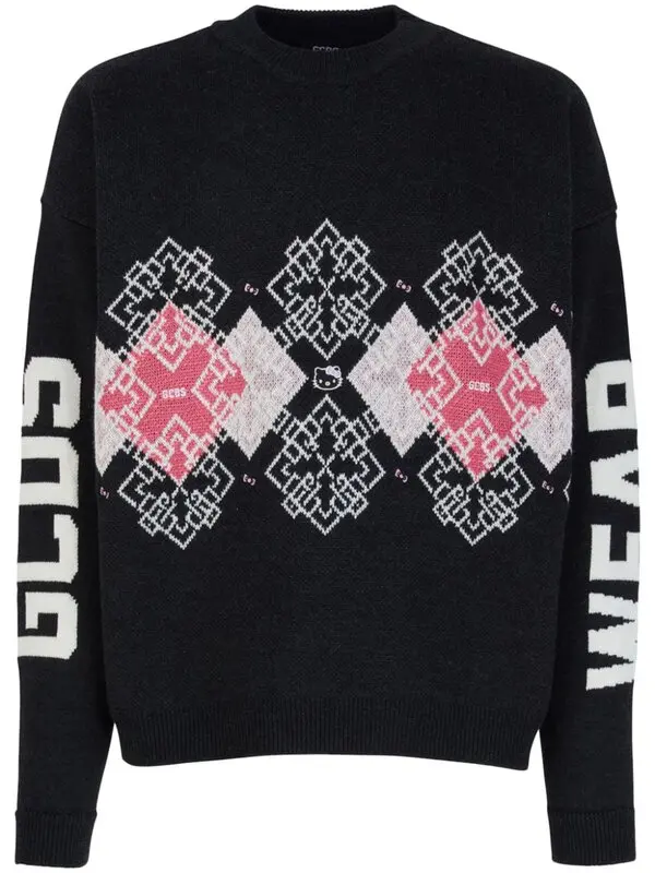Gcds Hello Kitty-embellished Knitted Jumper - Black