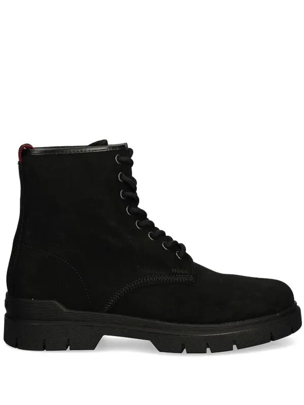 HUGO Black Suede Boots Size 12 HUGO - High-top boots in leather and faux suede - Black main image 4