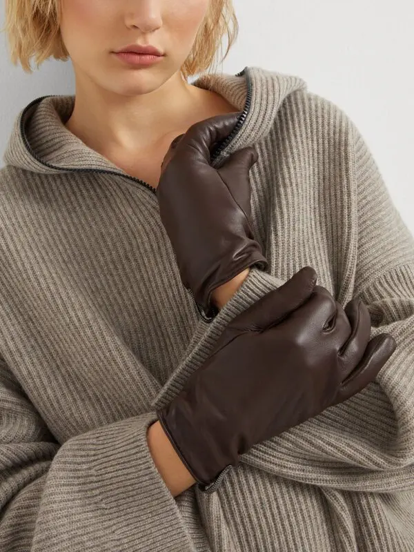 Brunello Cucinelli Leather Gloves - Brown