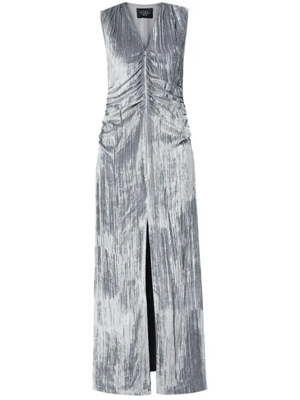 A.M.G. Zip-up Velvet Maxi Dress