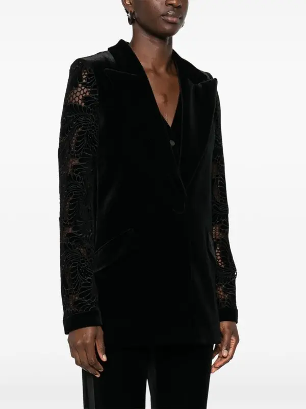 NISSA Floral Embroidered Velvet Blazer