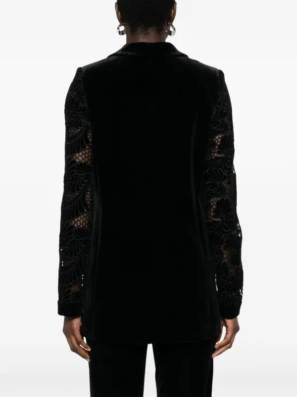NISSA Floral Embroidered Velvet Blazer