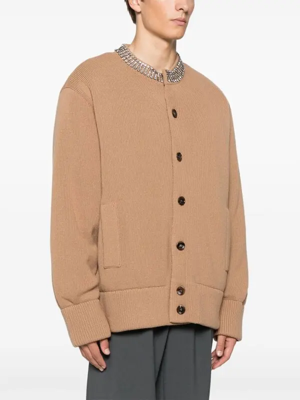 Gucci Crystal-Embroidered Cardigan - Brown | Editorialist