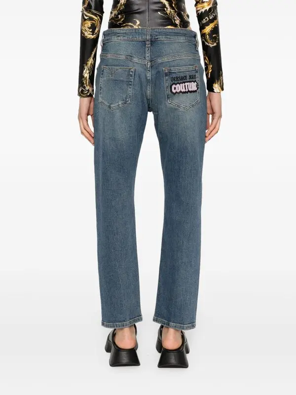 Versace Logo-embroidered Slim-cut Jeans