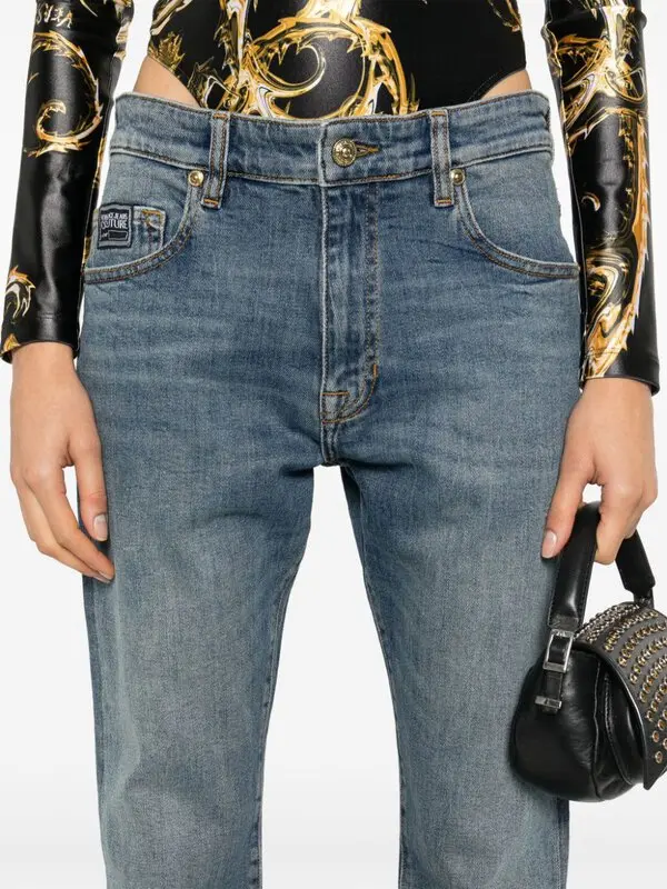 Versace Logo-embroidered Slim-cut Jeans