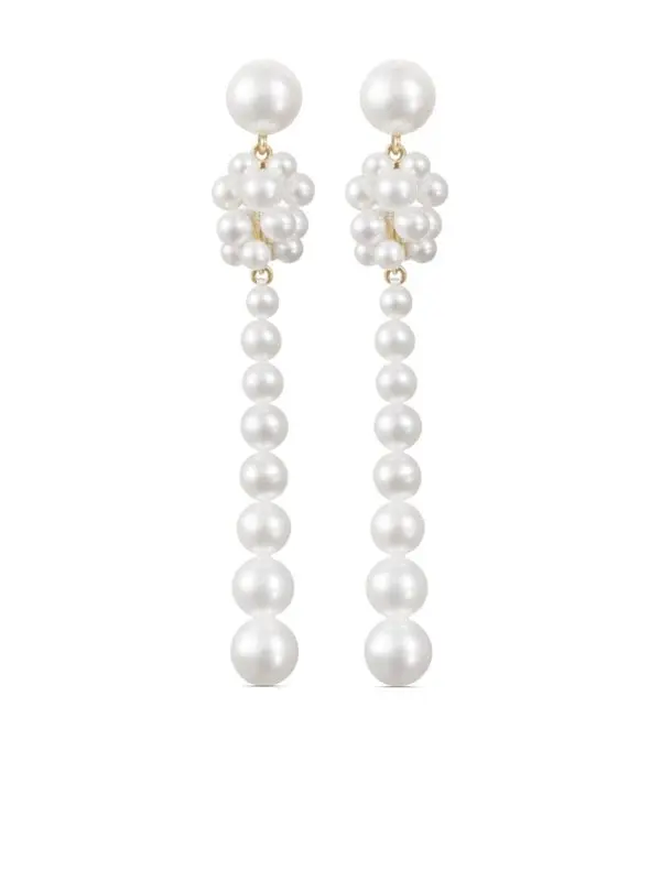 Sophie Bille Brahe 14kt Recycled Yellow Colonna Freshwater Pearl Drop Earrings - Gold