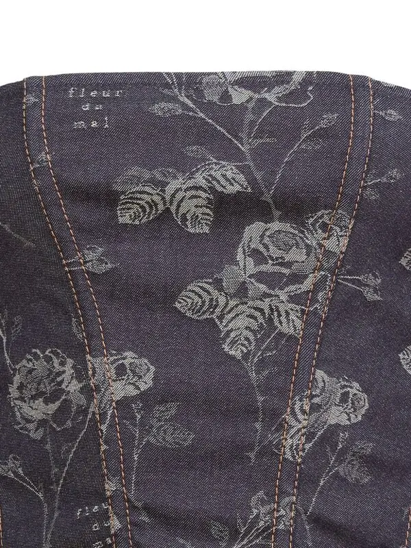 FLEUR DU MAL Floral-jacquard Corset Top - Blue