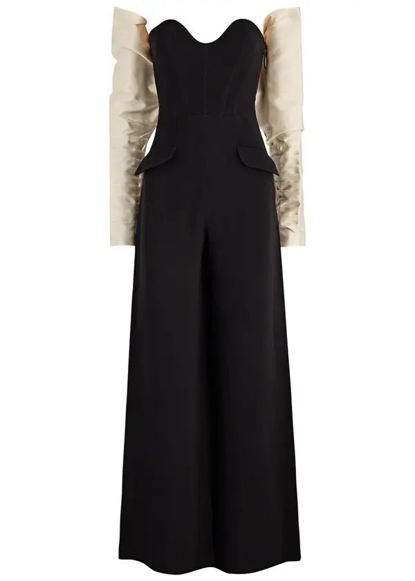 NAFSIKA SKOURTI Strapless Crepe Jumpsuit - Black