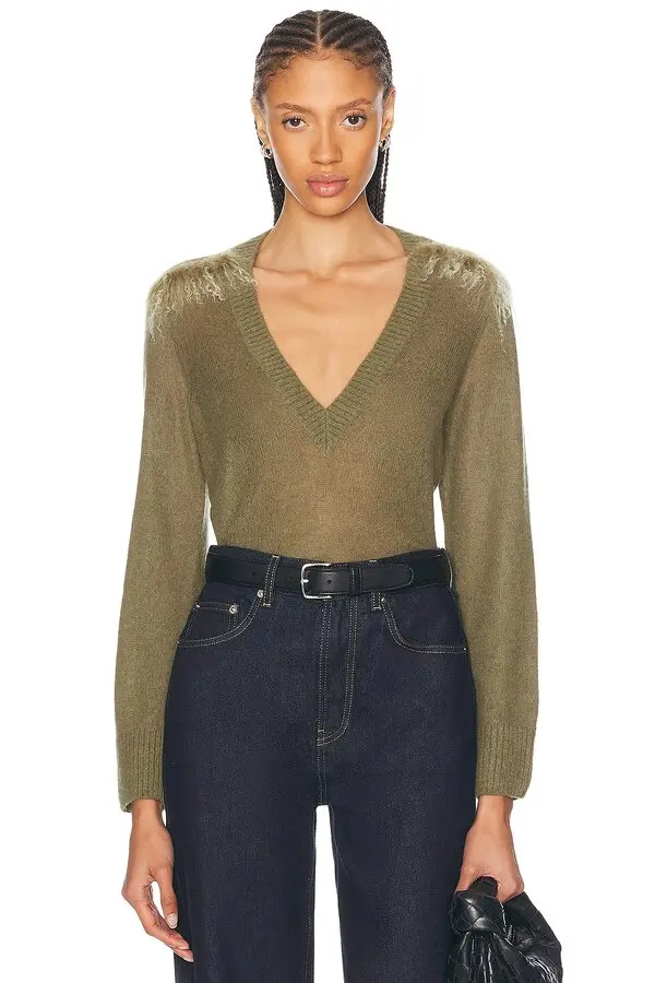 Burberry V-neck Sweater With Shearling Detail