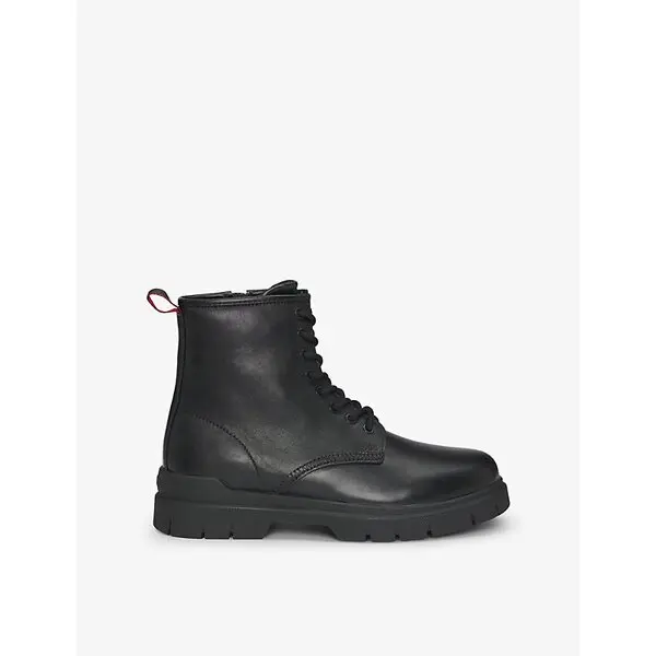 Hugo Embossed-logo Leather Ankle Boots