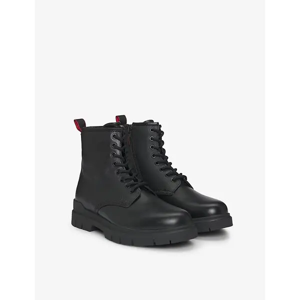 Hugo Embossed-logo Leather Ankle Boots