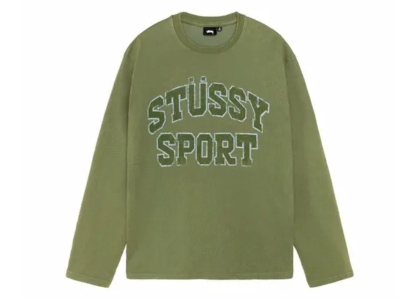 StÜssy 2 Tone Cotton Mesh Crew - Green