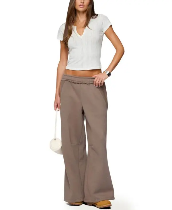EDIKTED Kori Oversized Sweatpants - Brown