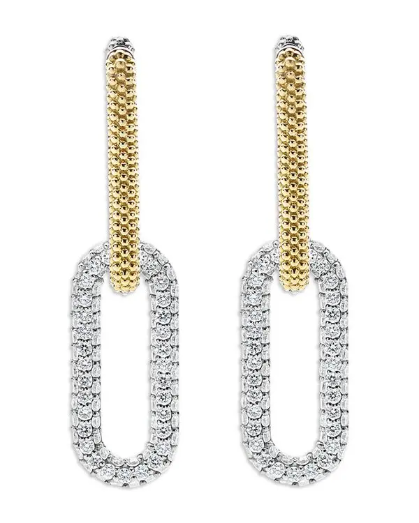 Lagos 18k Yellow Gold And Silver Diamond Link Drop Earrings