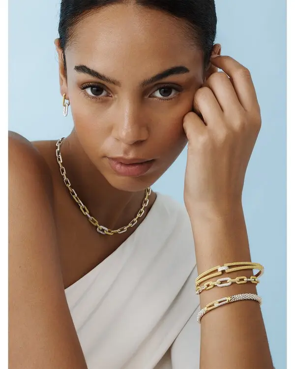 Lagos 18k Yellow Gold & Silver Caviar Diamond Drop Earrings