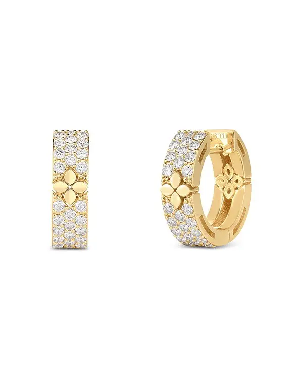 Roberto Coin 18k Yellow Diamond Hoop Earrings - Gold