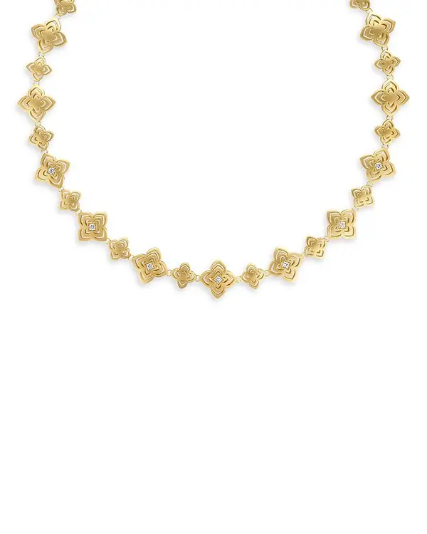 Roberto Coin 18k Yellow Diamond Flower Collar Necklace - Gold