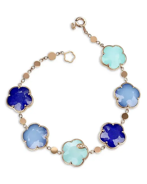 Pasquale Bruni 18k Rose Gold Petit Joli Flower Link Bracelet - Blue/pink