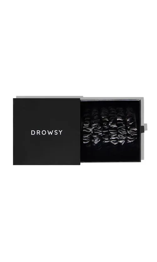DROWSY SLEEP CO. Skinny Silk Scrunchie Set - Black Jade