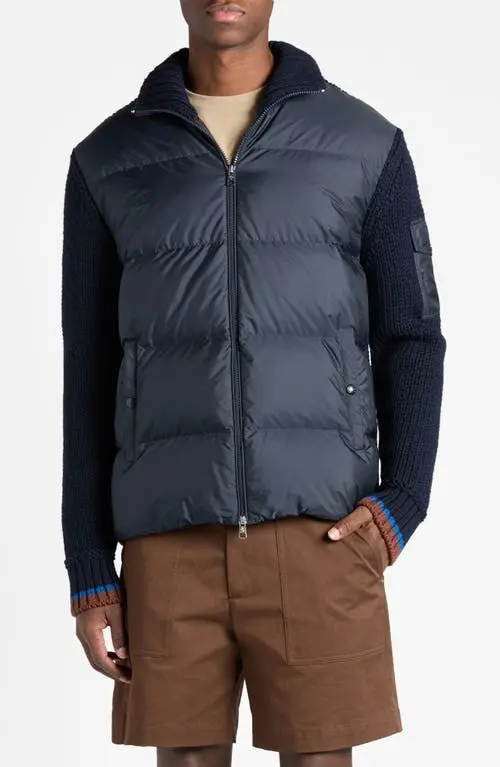 Moncler Quilted Down And Knit Cardigan