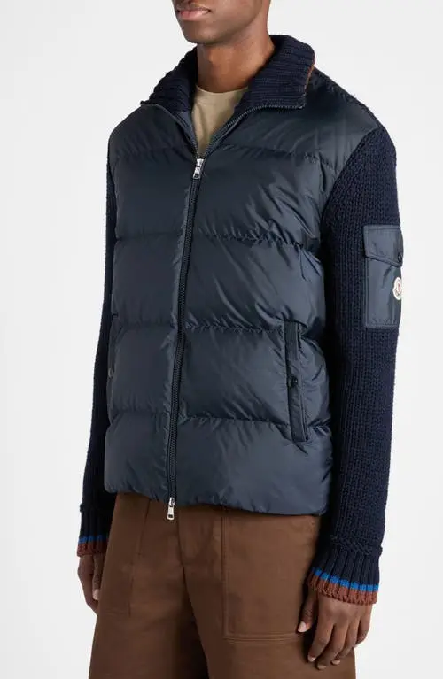 Moncler Quilted Down And Knit Cardigan