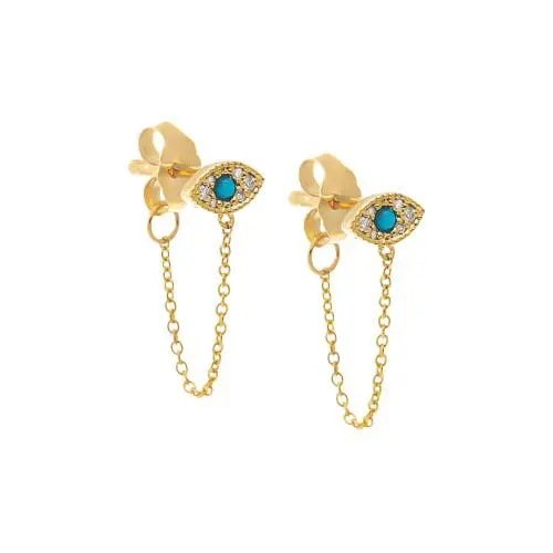 BY ADINA EDEN Diamond Pave X Front Back Evil Eye Stud Earring 14k