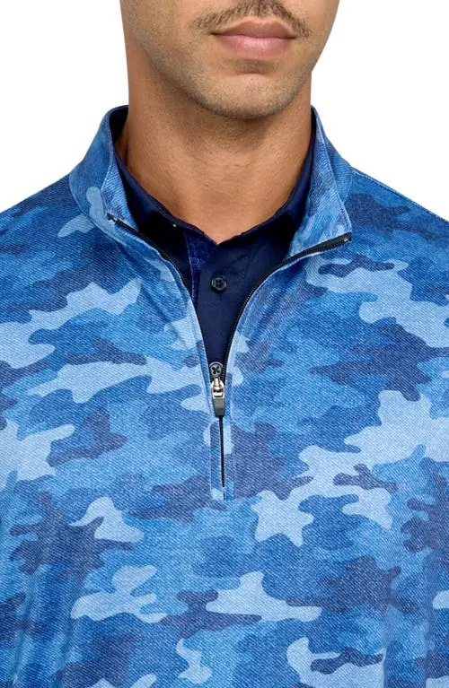 CON.STRUCT Regular Fit Camo Print Recycled Performance Quarter Zip - Navy/blue